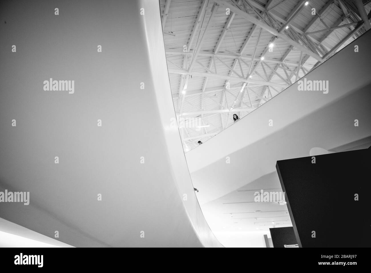 Low angle shot of modern architectural design of the inside of a ...