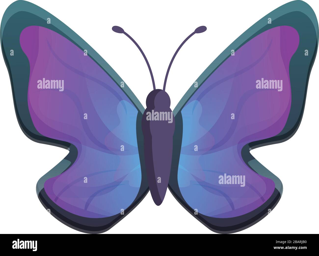 Violet gradient butterfly icon. Cartoon of violet gradient butterfly ...