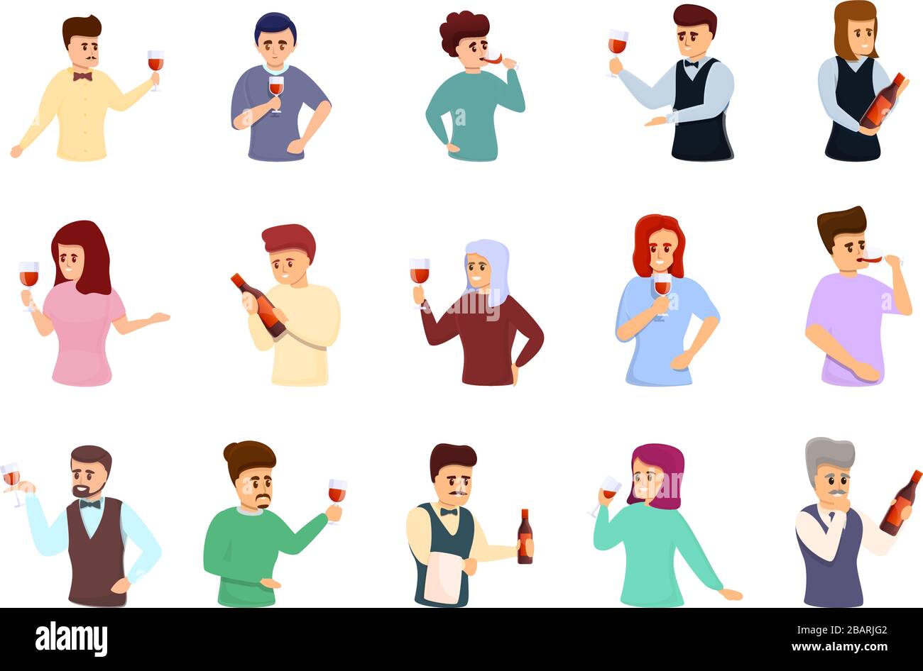 Sommelier icons set. Cartoon set of sommelier vector icons for web ...
