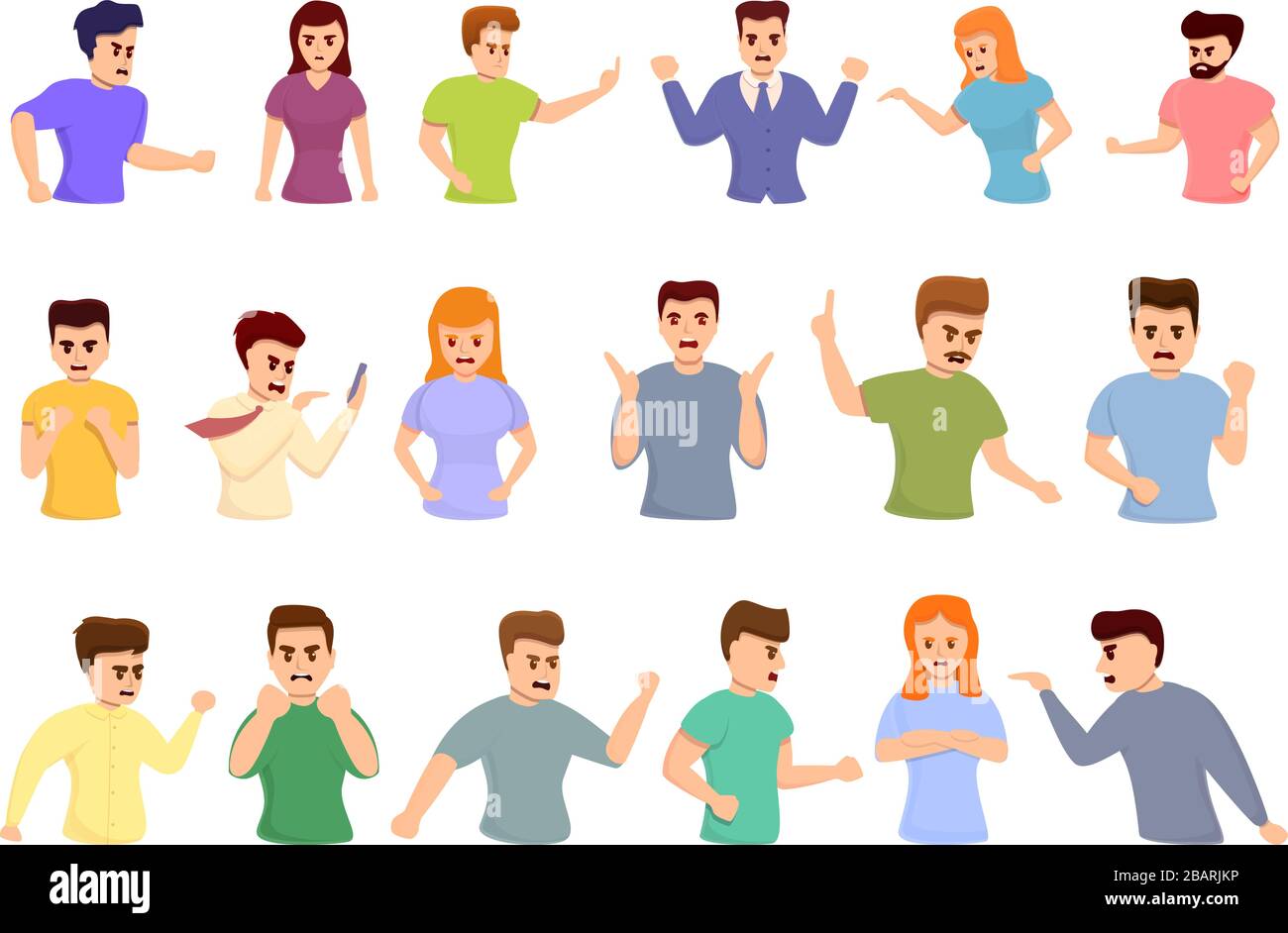 Rage icons set. Cartoon set of rage vector icons for web design Stock ...