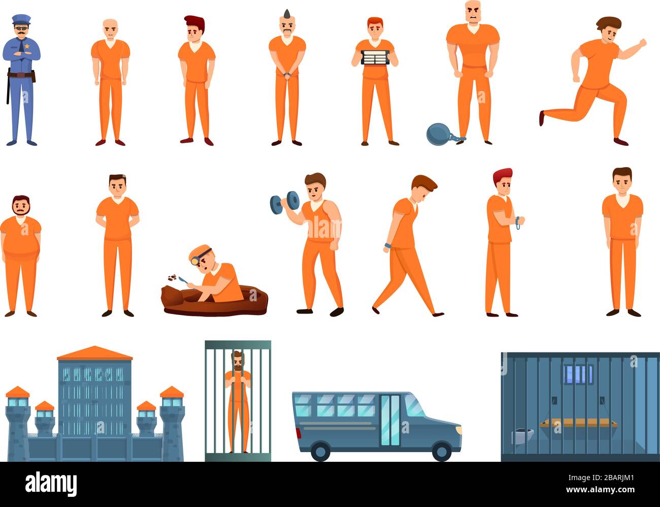 Prison icons set. Cartoon set of prison vector icons for web design ...