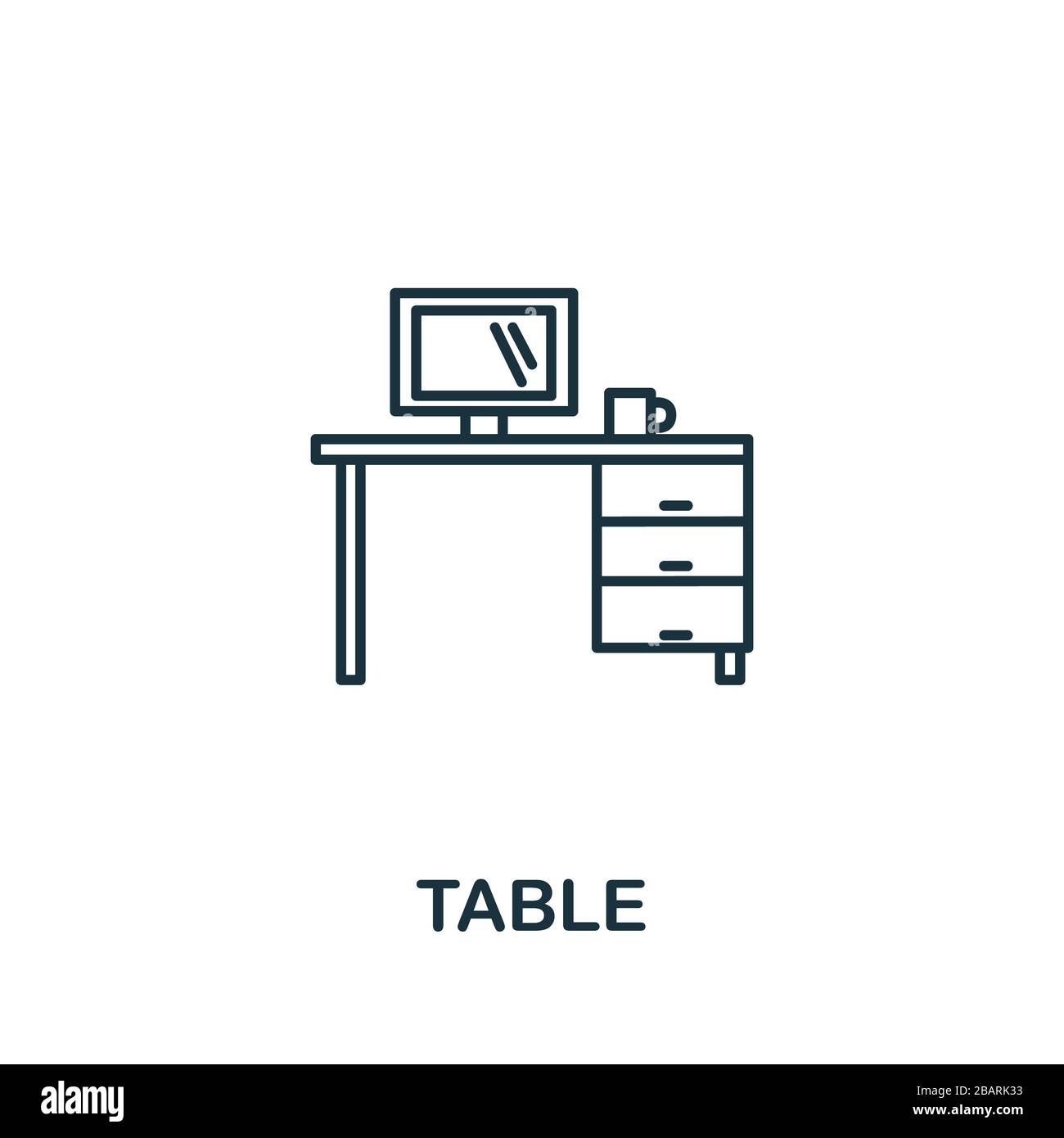 Table icon from office tools collection. Simple line Table icon for ...