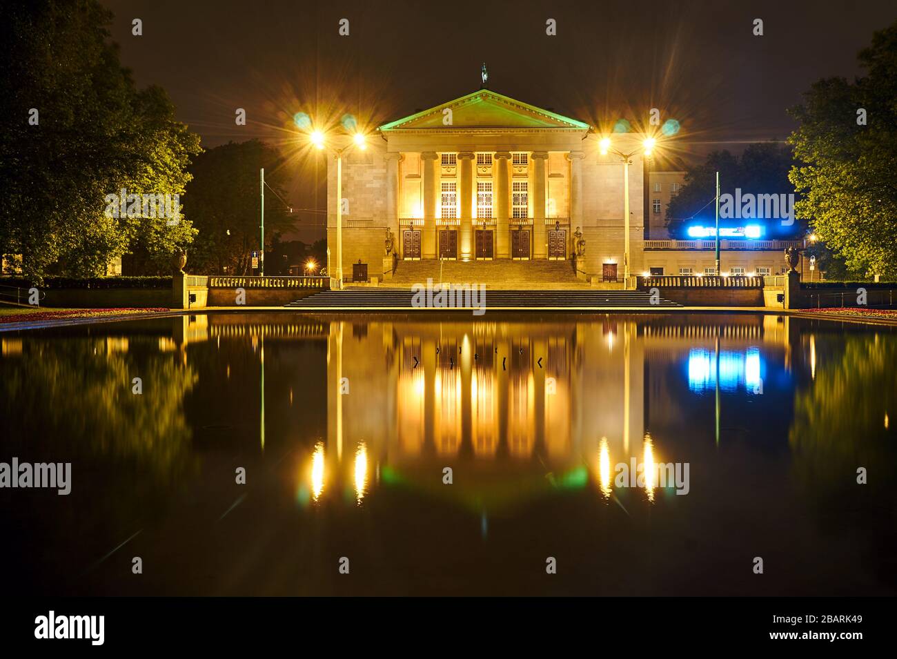 Facade of a Opera House in Poznan at night Stock Photo - Alamy