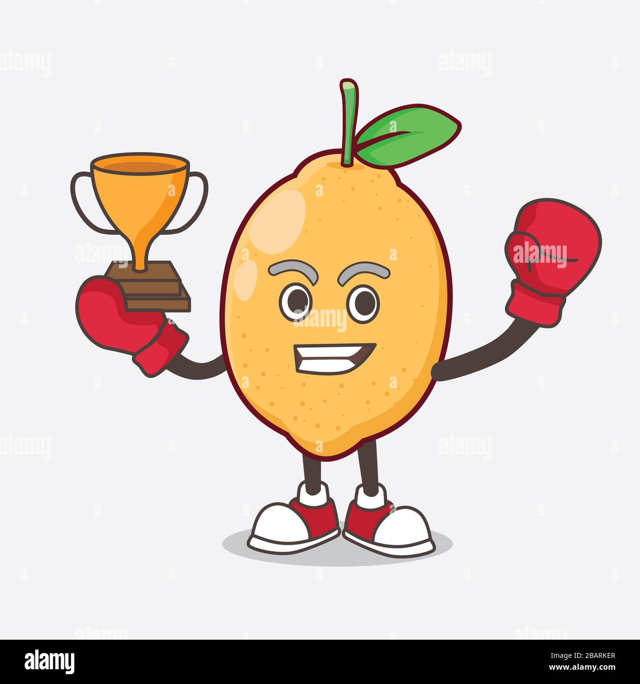 An illustration of Lemon Fruit cartoon mascot character as Boxing ...