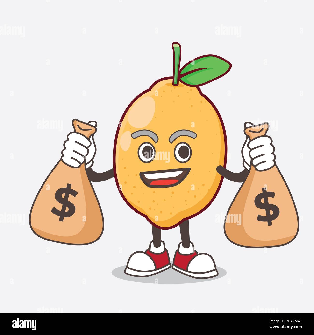 An illustration of Lemon Fruit cartoon mascot character holding money ...