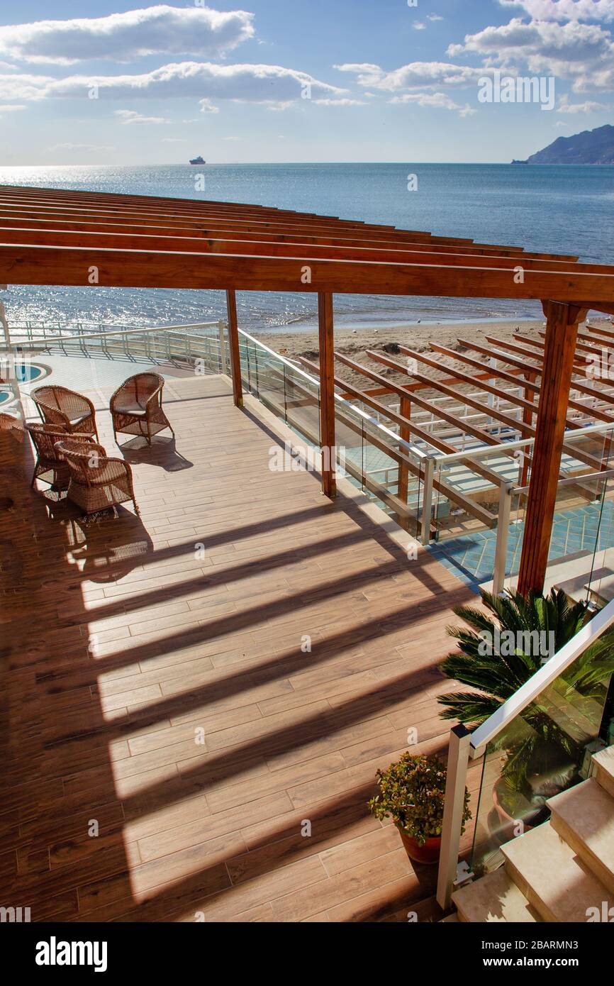 Sunny terrace ( cafe ) at South Italy Stock Photo - Alamy
