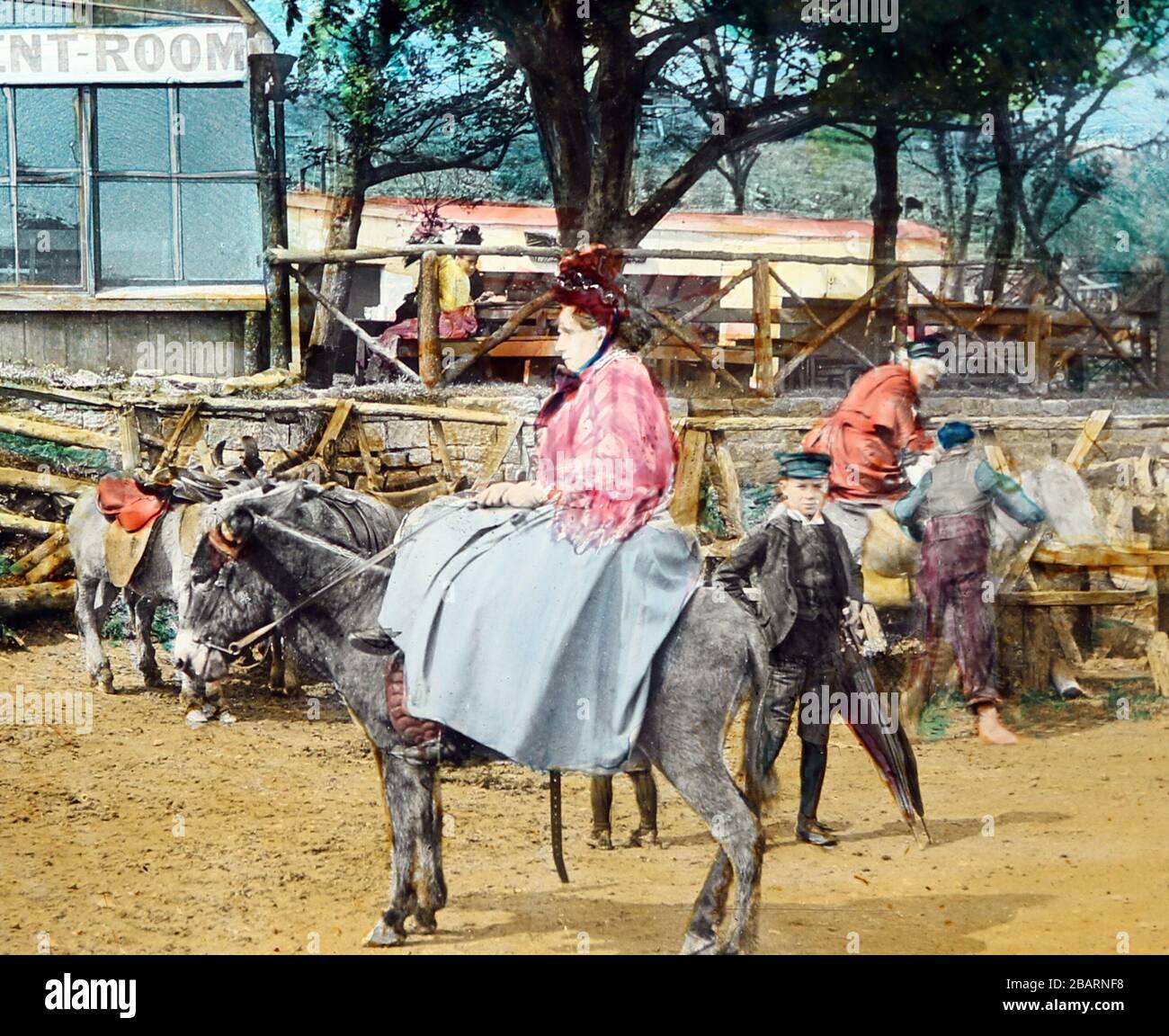 Donkey rides at a village fete, Victorian period Stock Photo - Alamy