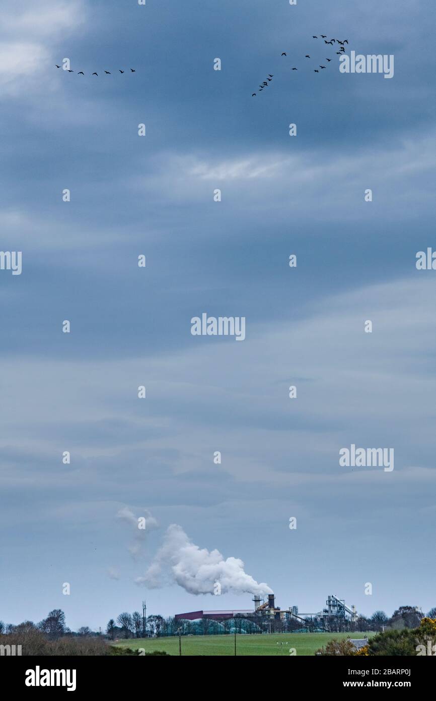 Heavy industry in the Scottish Highlands at the Norbord wood factory ...