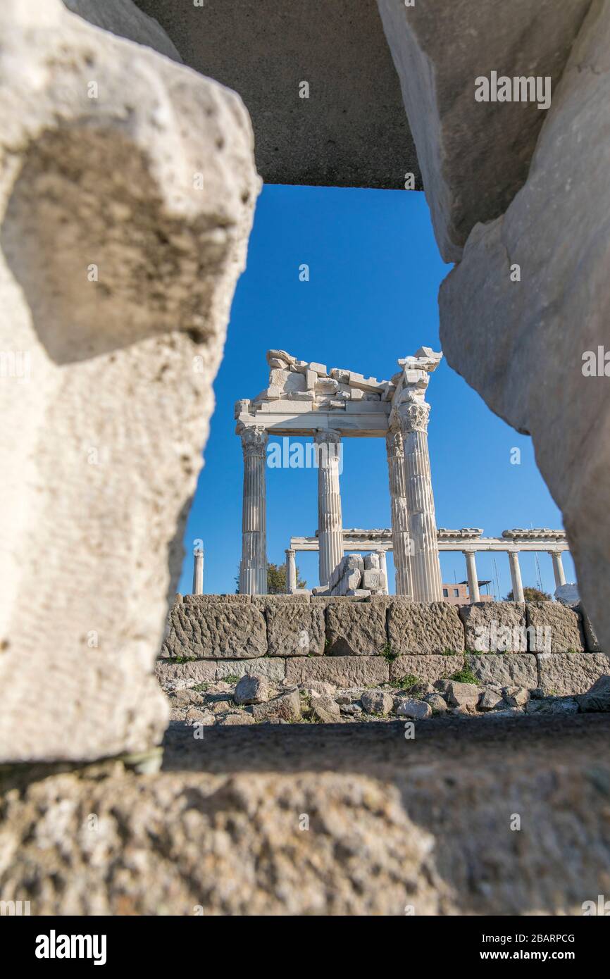 Trajan temple in ancient city of Pergamon in Turkey Stock Photo - Alamy