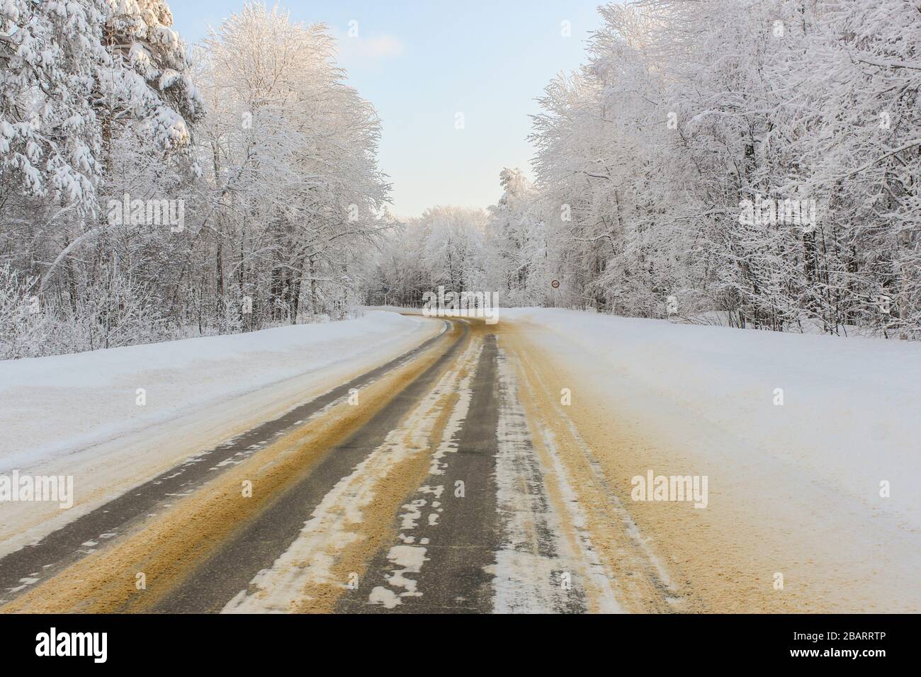 Country road through winter forest hi-res stock photography and images ...