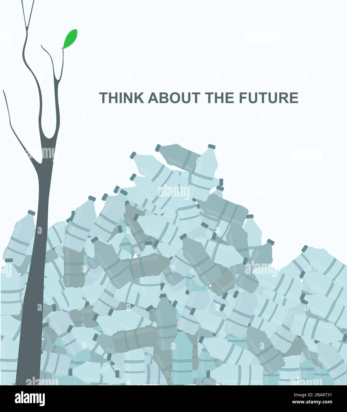 Think about the future. Dump with heap of plastic bottles and lonely ...