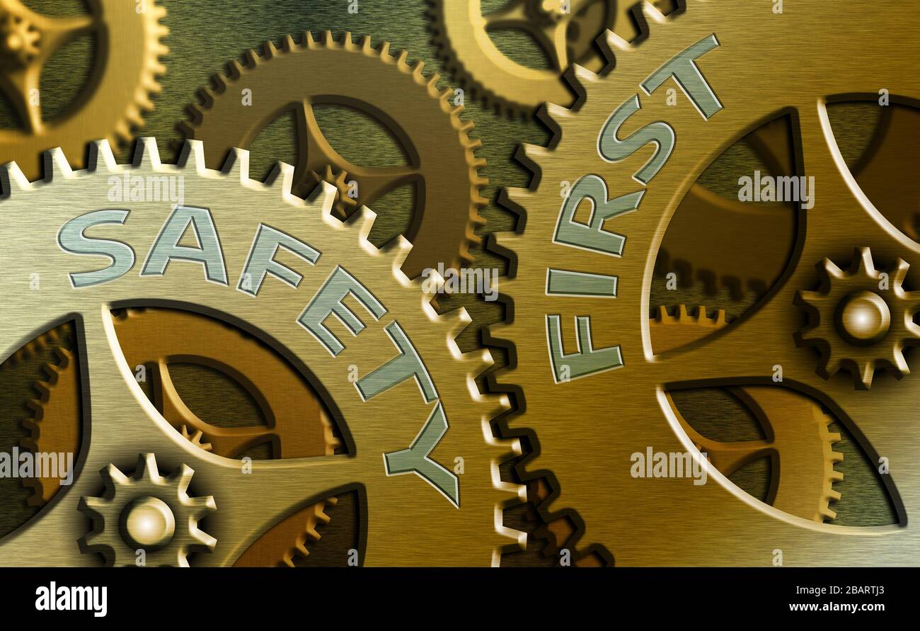 Handwriting text writing Safety First. Conceptual photo used to say ...