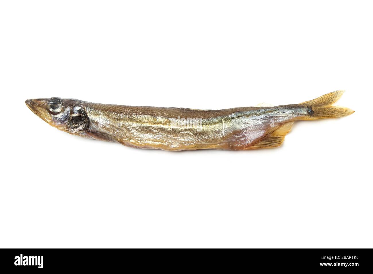Smoked capelin close-up isolated on a white background Stock Photo - Alamy