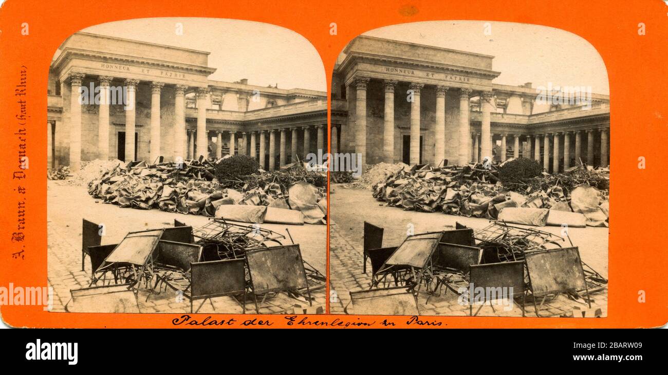 Piles of rubble and debris outside the Palace of the Legion of Honour ...