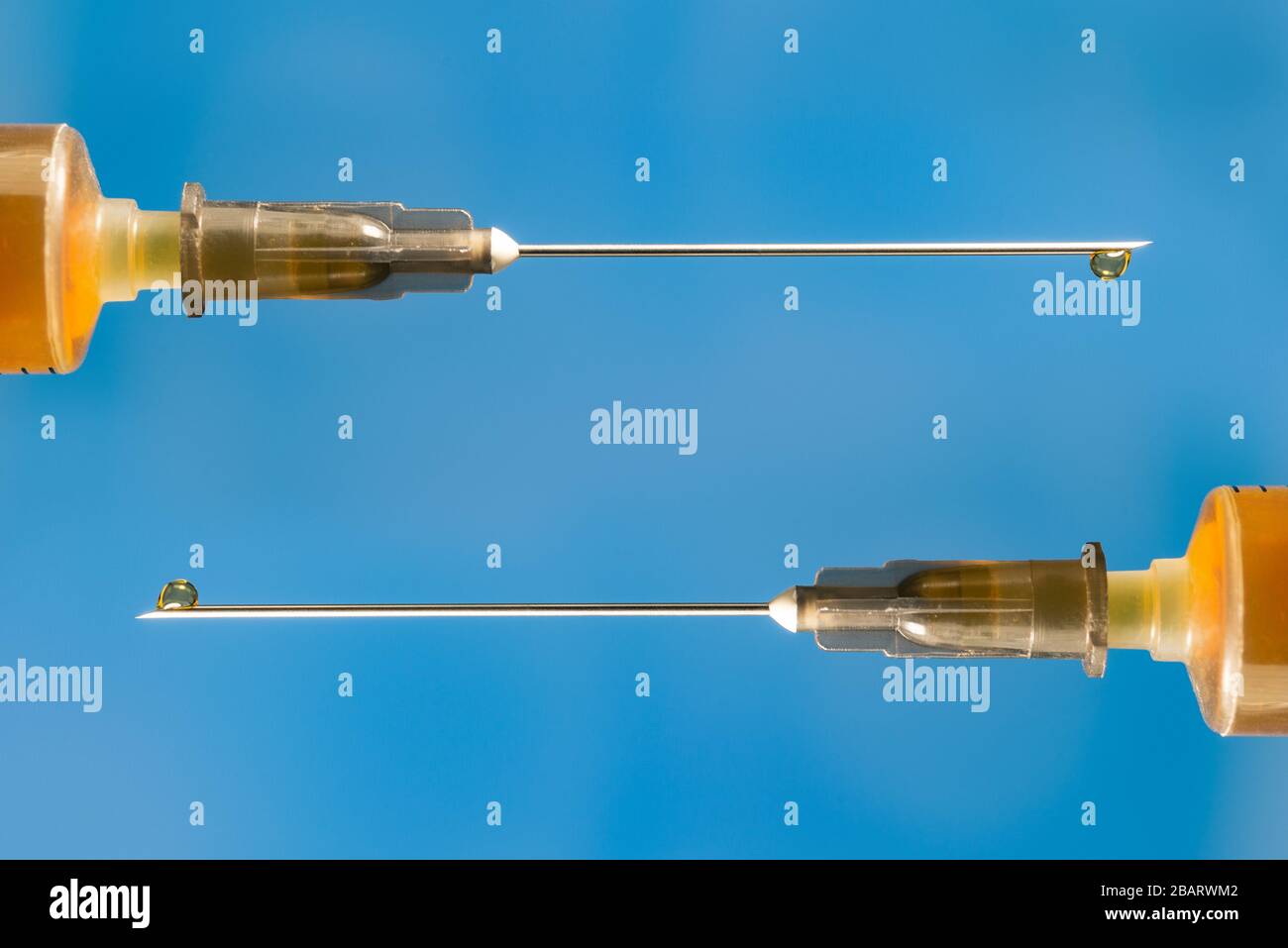 Medical syringe needle close-up with space for signature Stock Photo ...