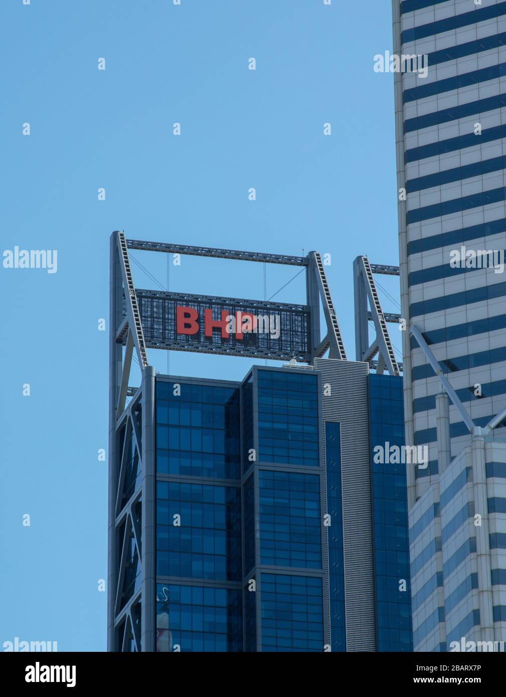 Tall BHP building seen in the financial district of Perth, western ...