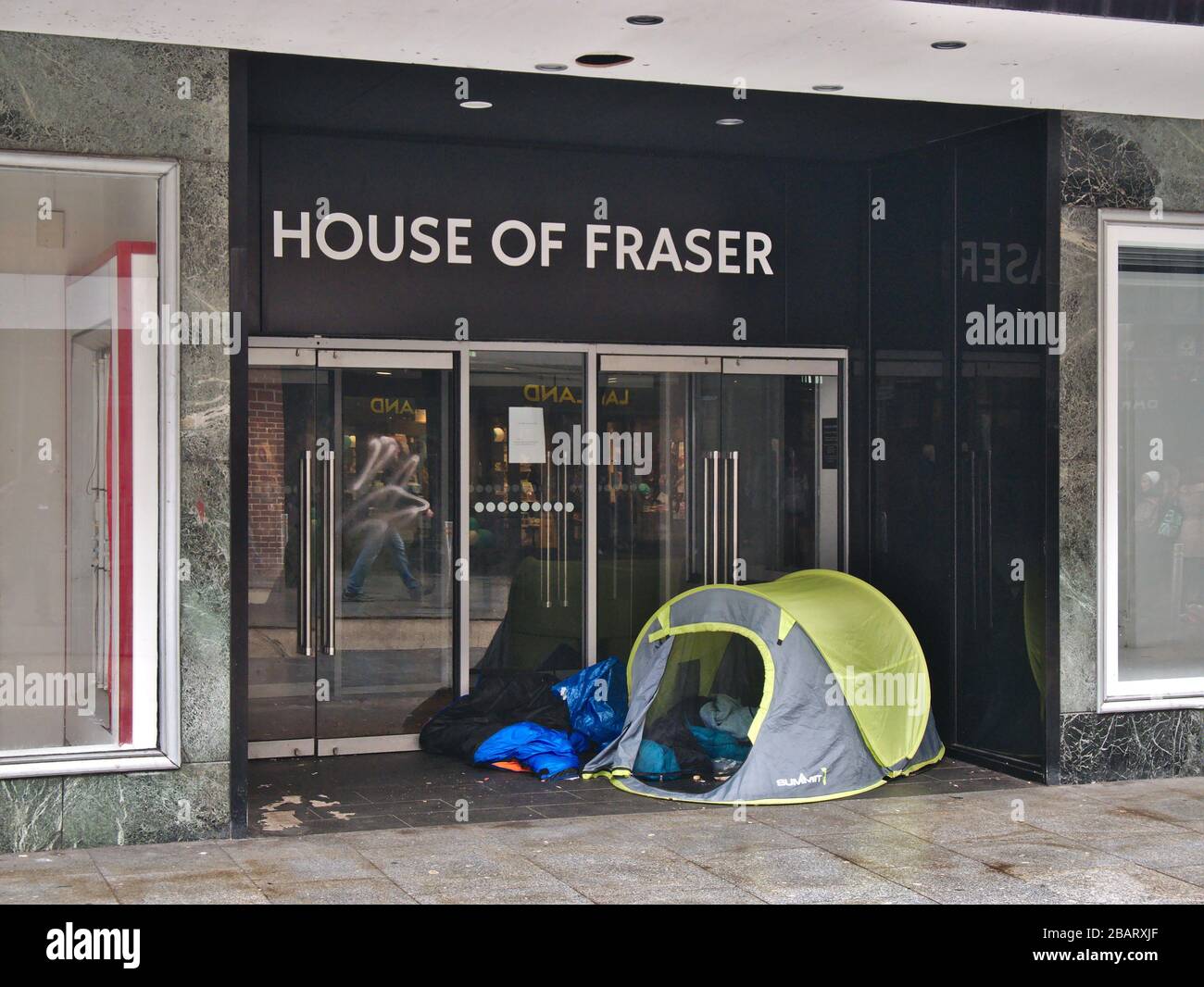 The entrances to the closed down branch of House of Fraser in Exeter ...