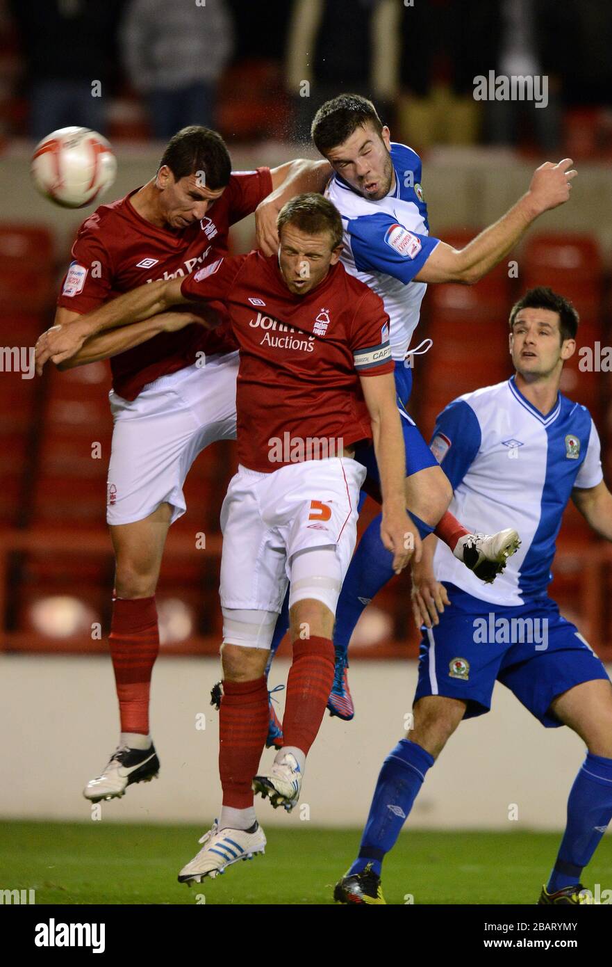 Nottingham Forest's Daniel Ayala (left) and Danny Collins (front) with ...