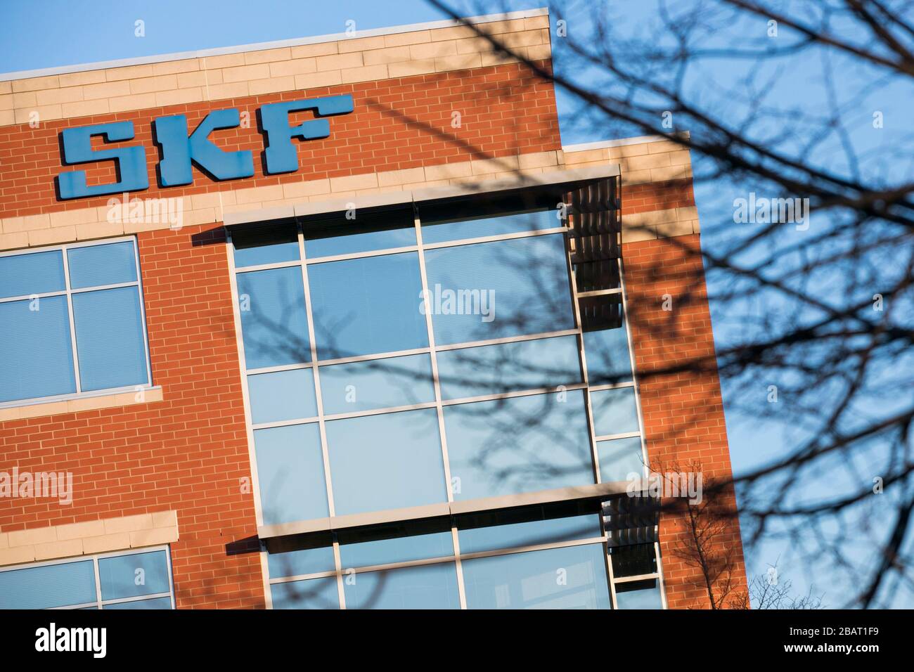 A logo sign outside of a facility occupied by AB SKF in Lansdale ...