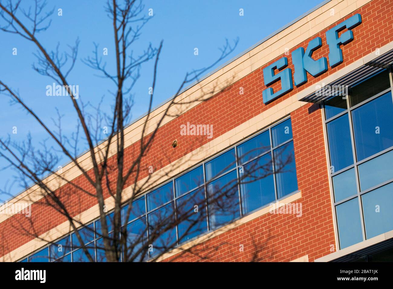 A logo sign outside of a facility occupied by AB SKF in Lansdale ...
