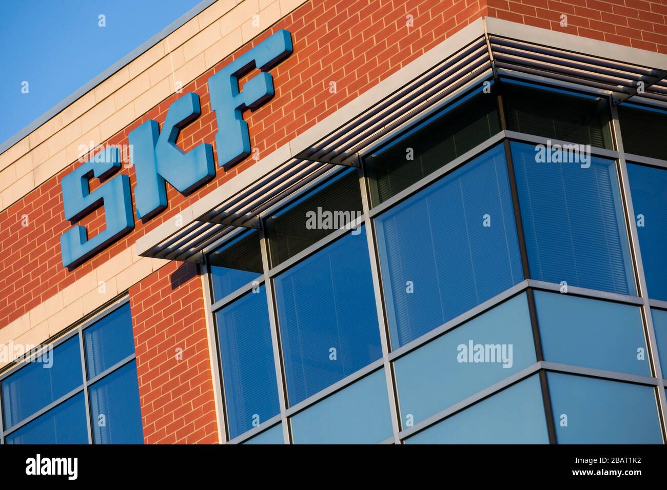 A logo sign outside of a facility occupied by AB SKF in Lansdale ...