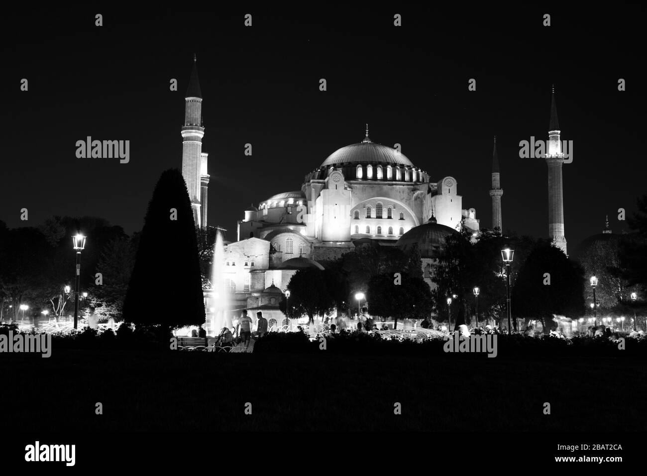 Istanbul, Turkey- September 20, 2017: Night view of Hagia Sophia, one ...