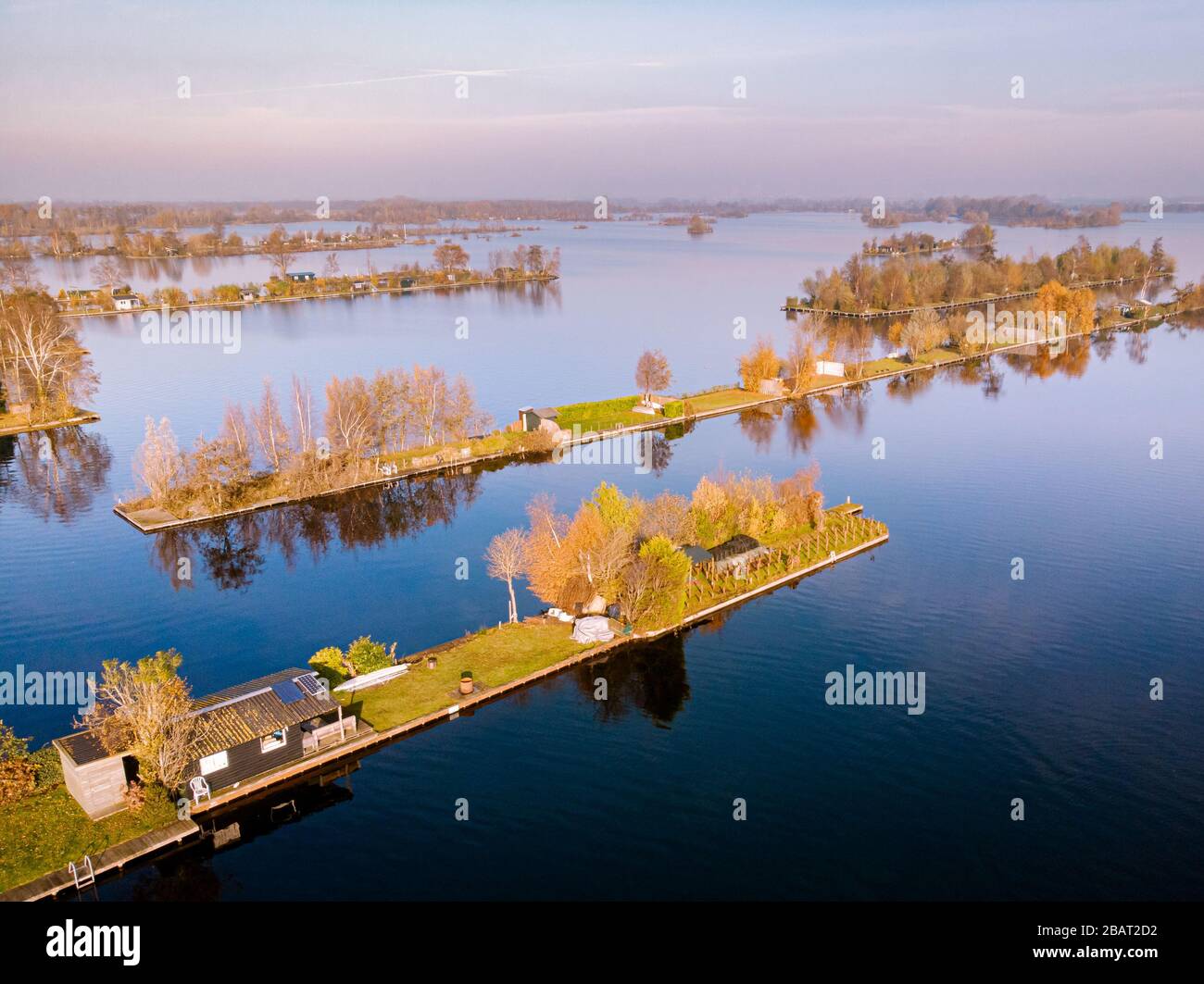 Drone view Vinkeveense plassen Netherlands, Vinkeveen aerial autumn ...