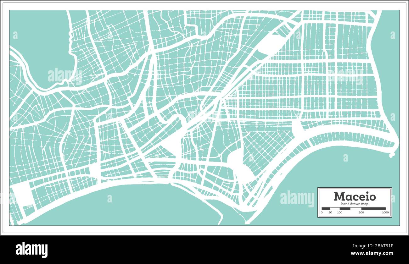 Maceio Brazil City Map in Retro Style. Outline Map. Vector Illustration ...
