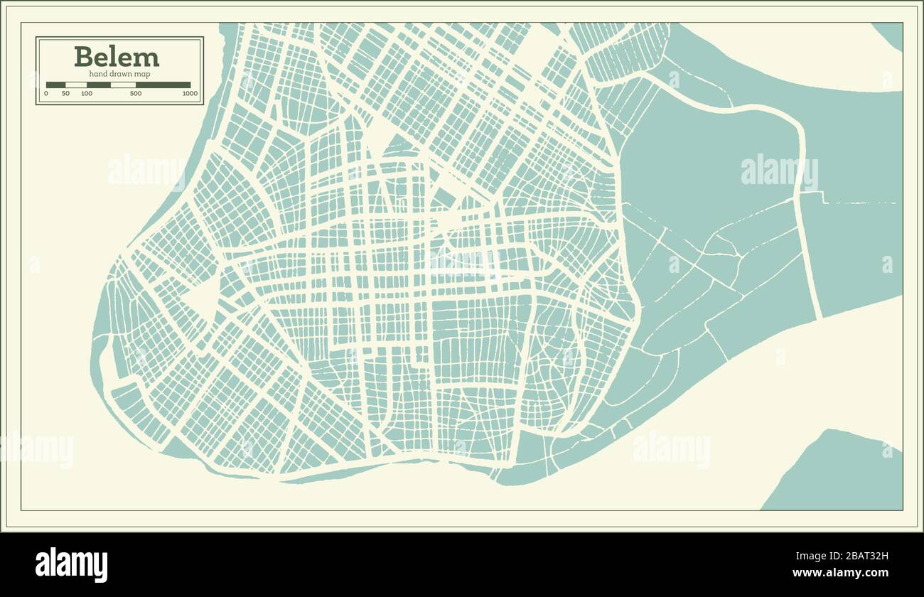 Belem Brazil City Map in Retro Style. Outline Map. Vector Illustration ...
