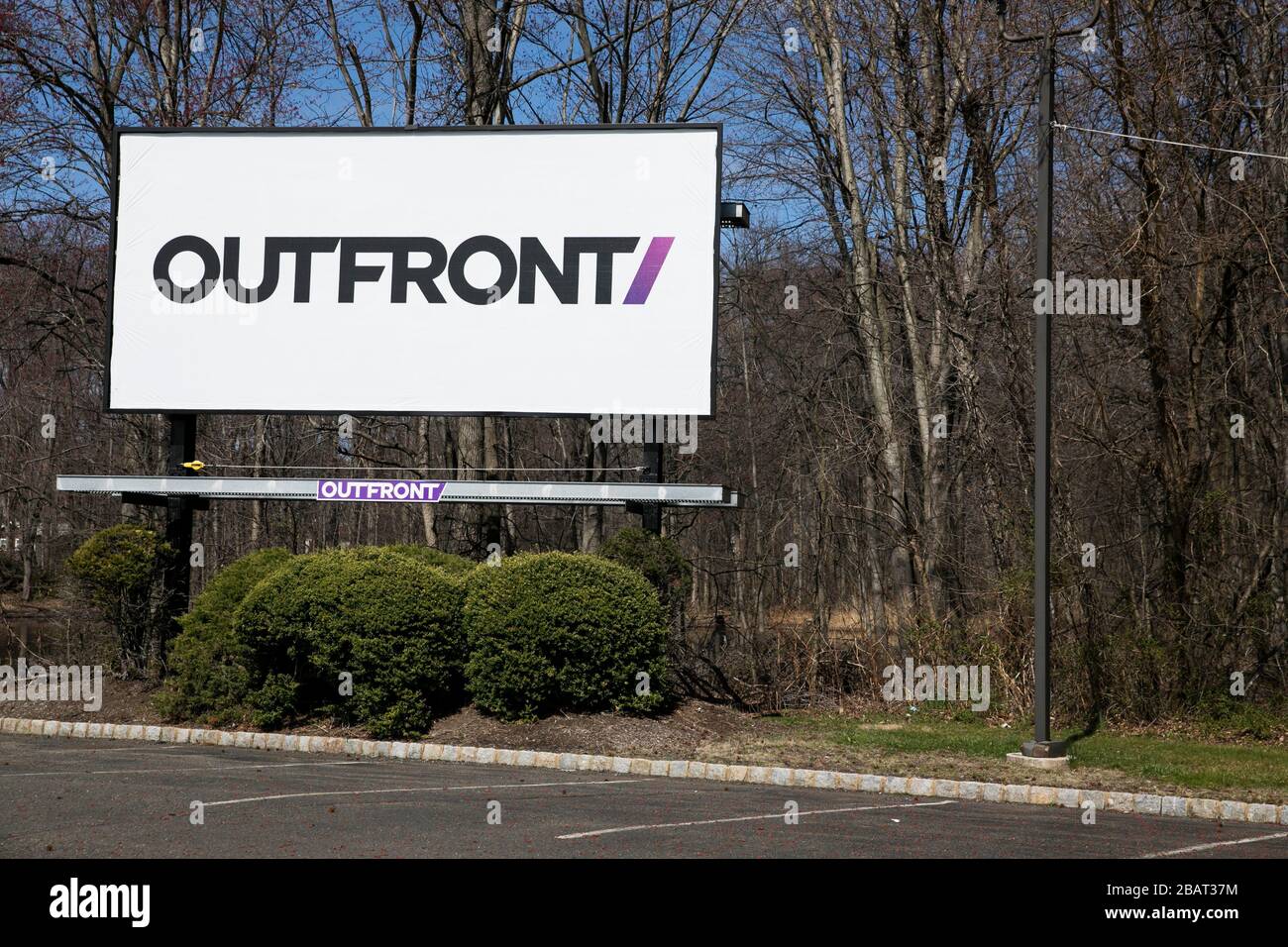 A billboard with the Outfront Media logo in Fairfield, New Jersey, on ...