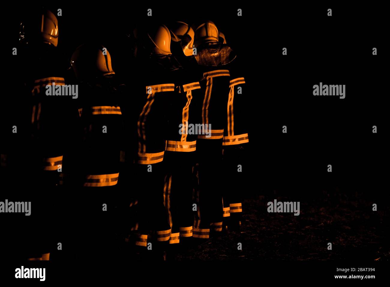 Fire station crew during an urgent operation at night time Stock Photo ...