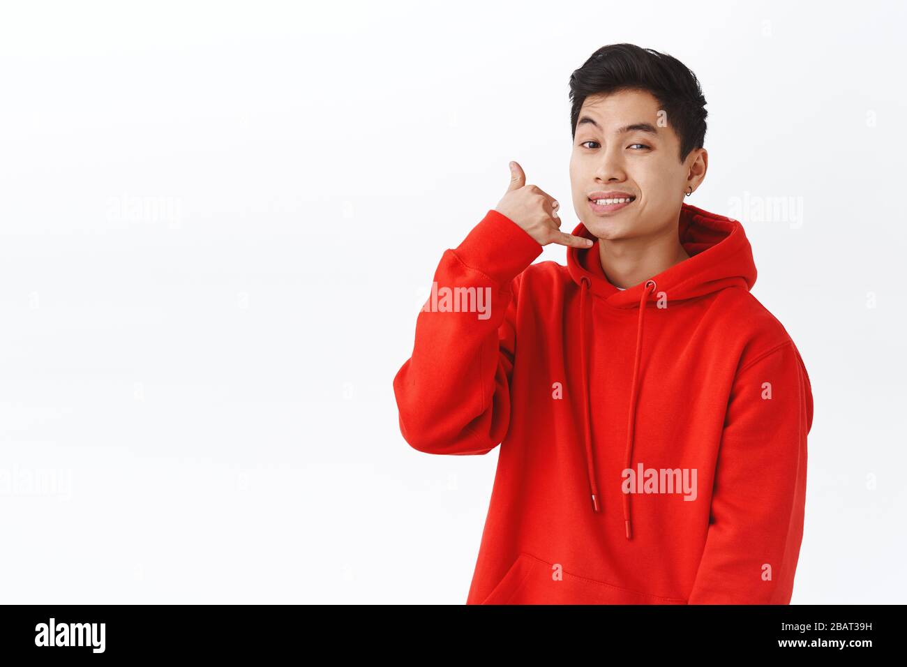 Waist-up portrait of handsome confident, sassy asian man asking give ...