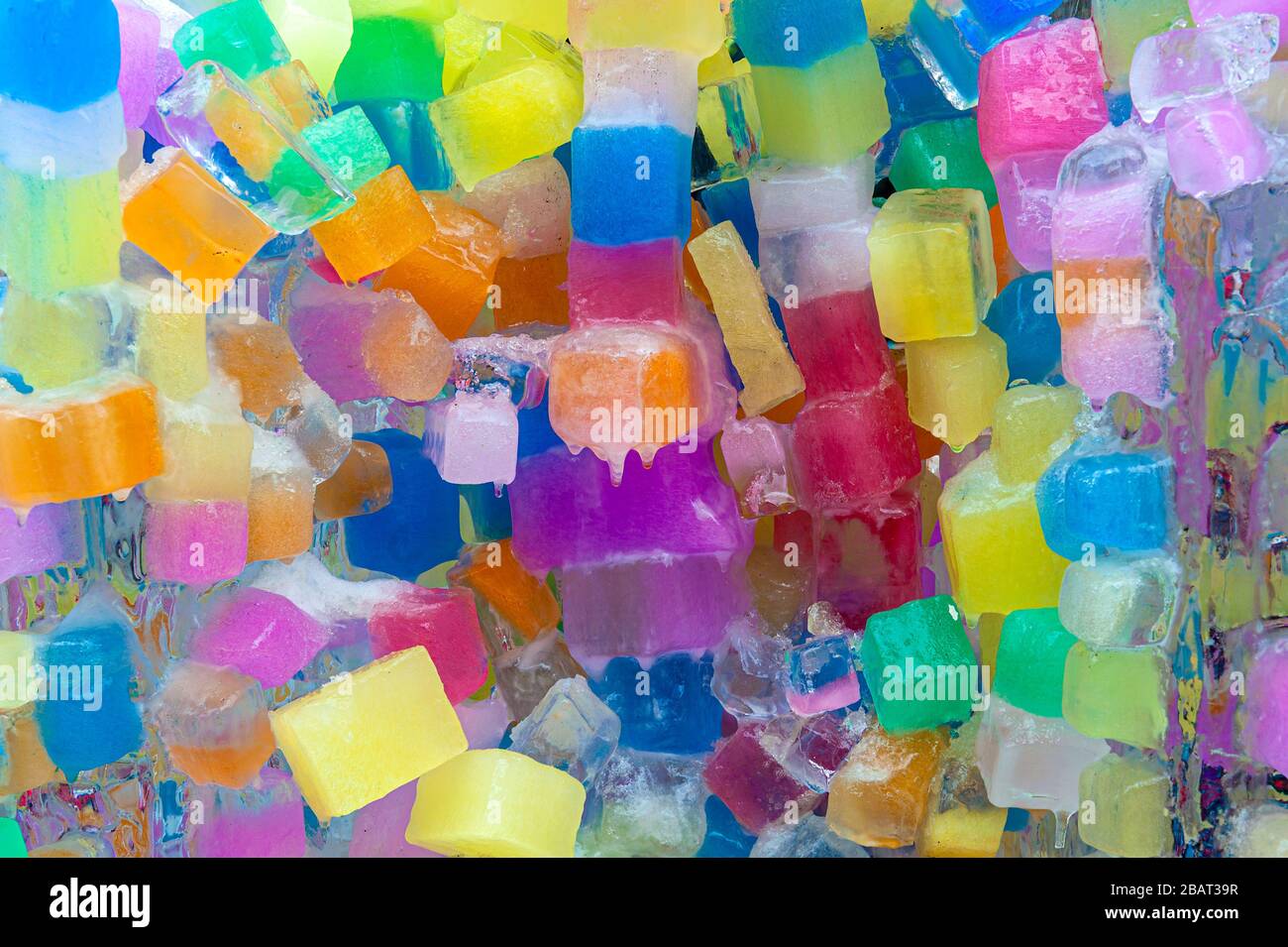 Multi-colored ice cubes Stock Photo - Alamy