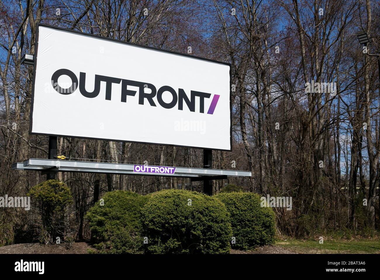 A billboard with the Outfront Media logo in Fairfield, New Jersey, on ...