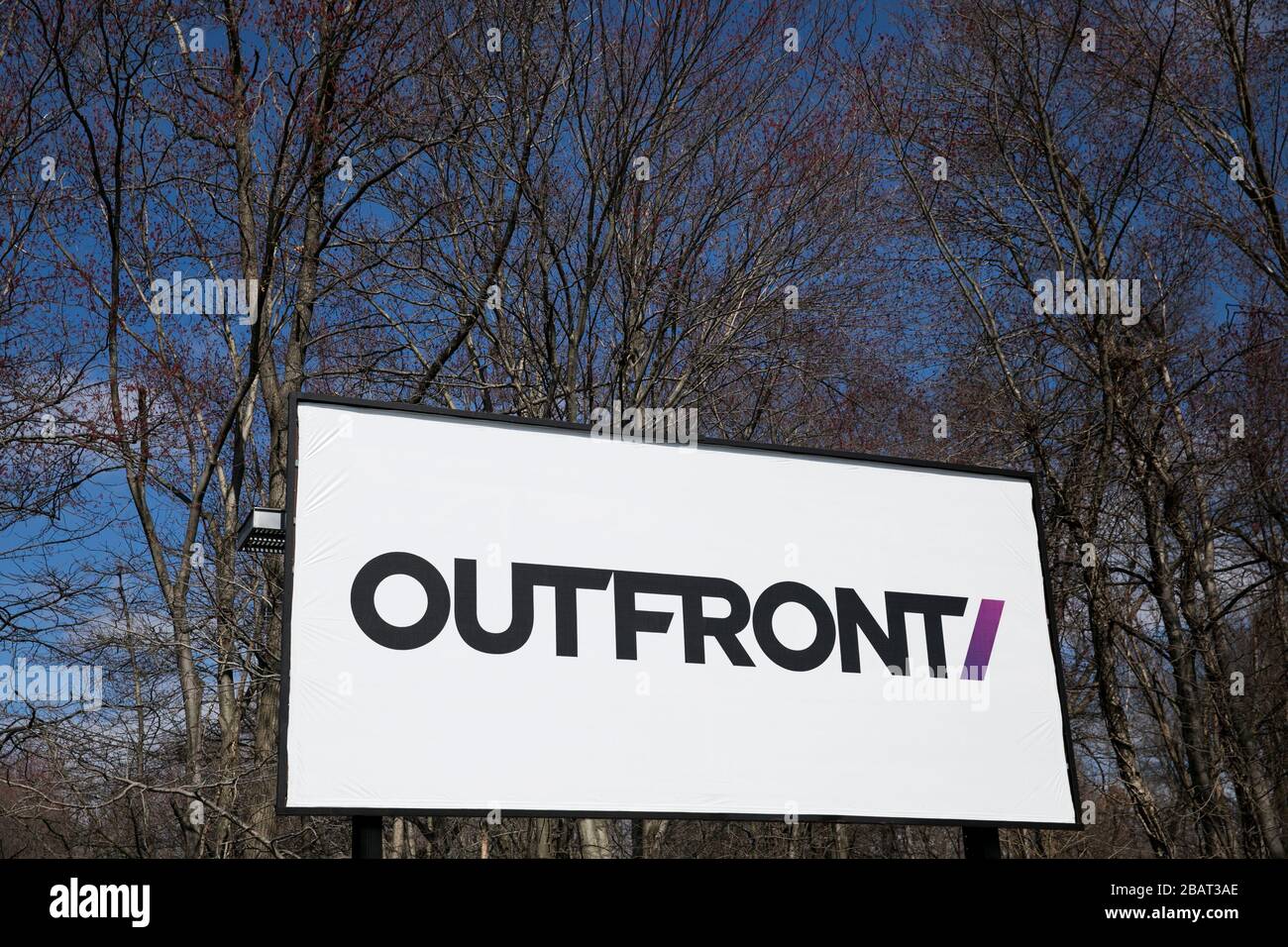 A billboard with the Outfront Media logo in Fairfield, New Jersey, on ...