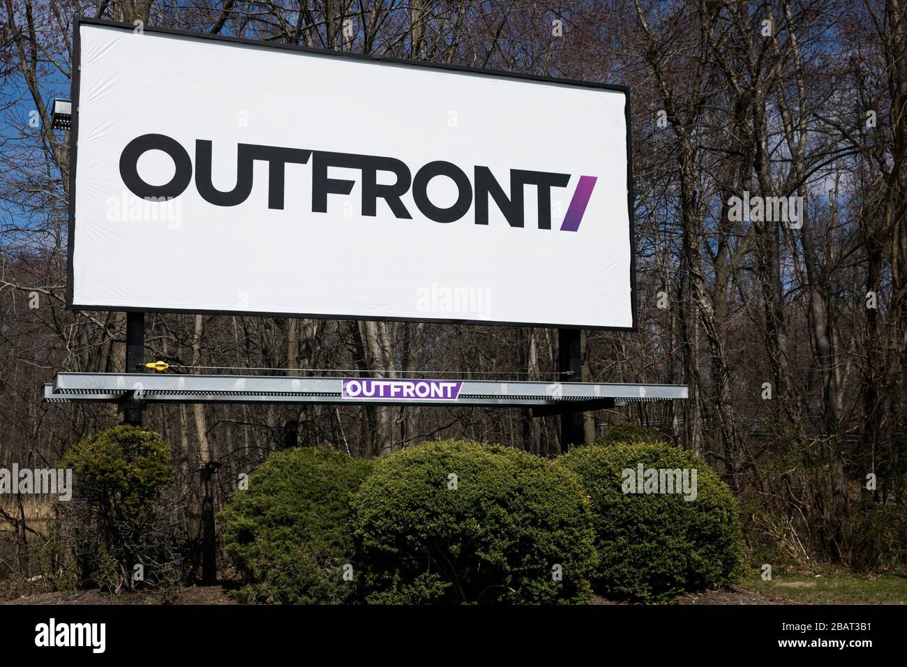A billboard with the Outfront Media logo in Fairfield, New Jersey, on ...