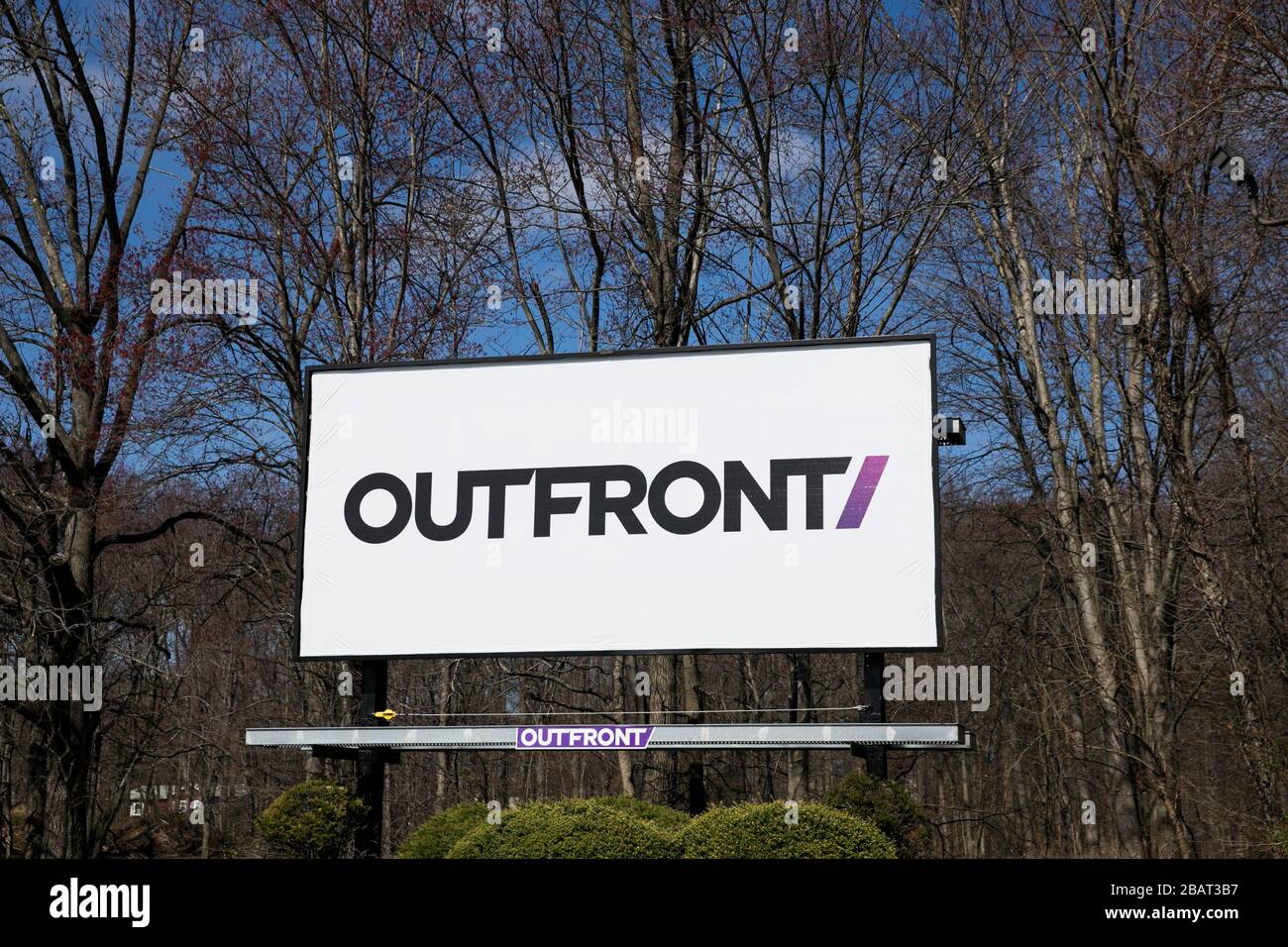 A billboard with the Outfront Media logo in Fairfield, New Jersey, on ...