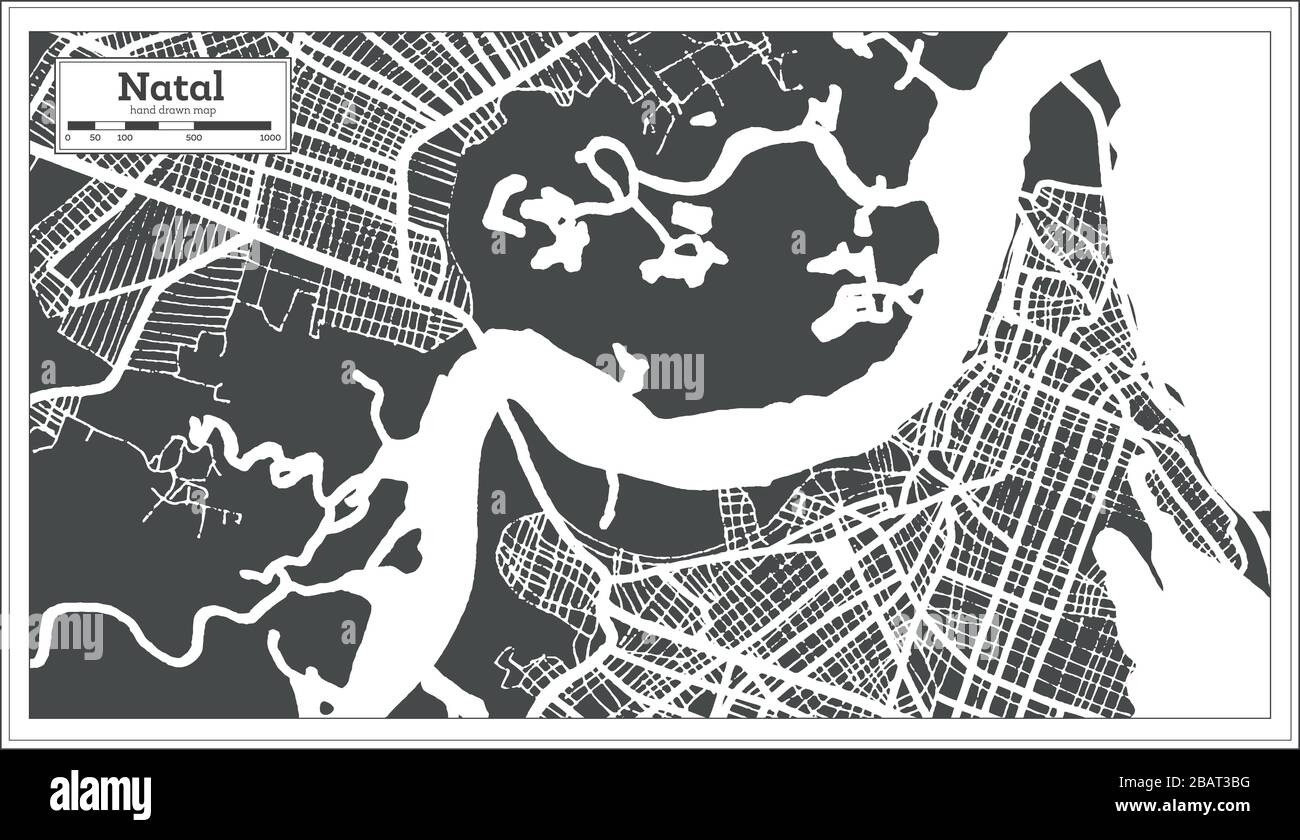 Natal Brazil City Map in Retro Style. Outline Map. Vector Illustration ...