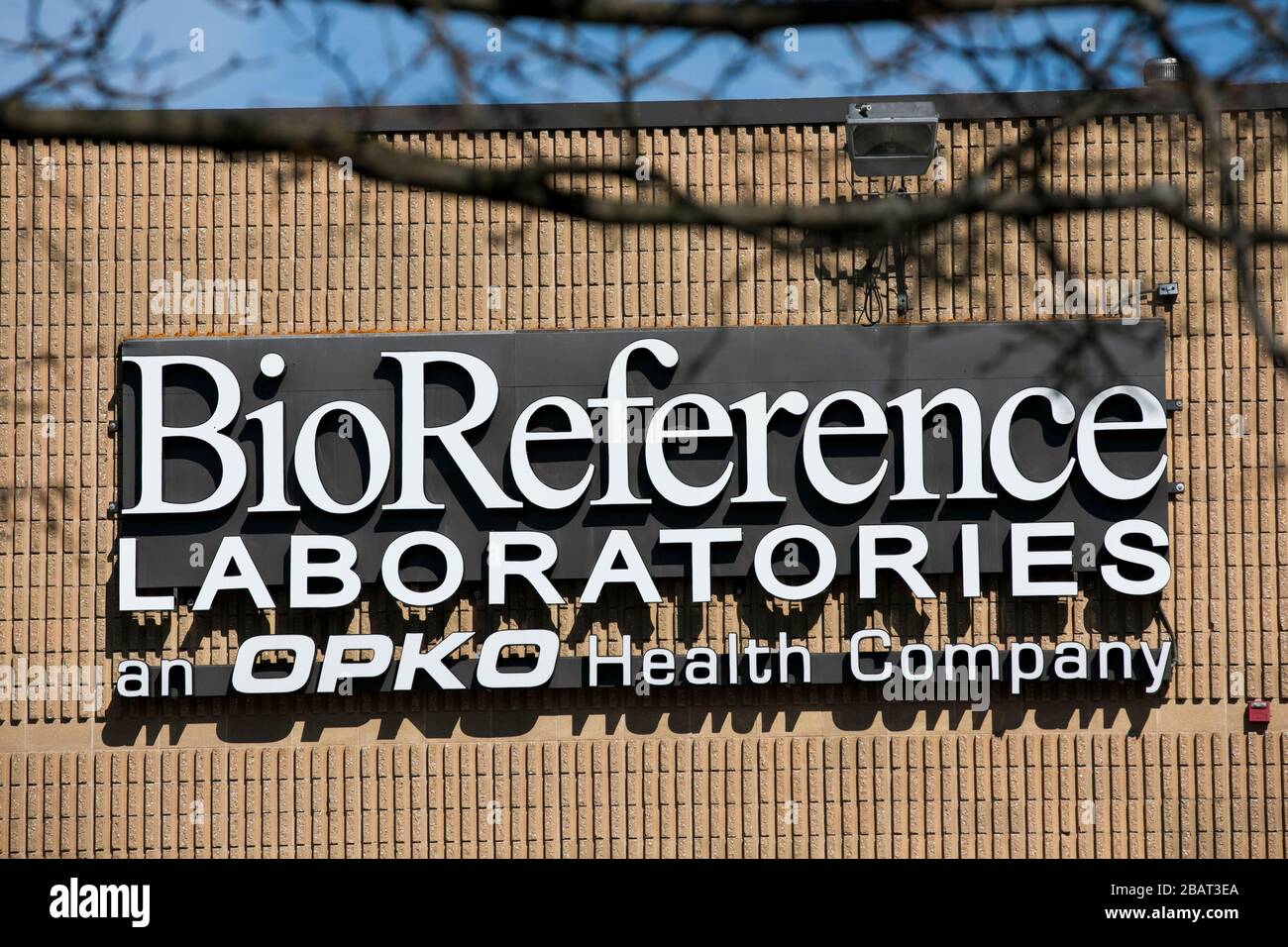 A logo sign outside of a facility occupied by BioReference Laboratories ...