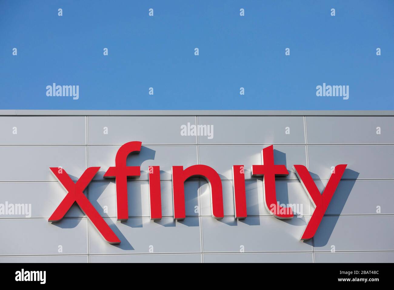 A logo sign outside of a xfinity retail store location in North Wales ...