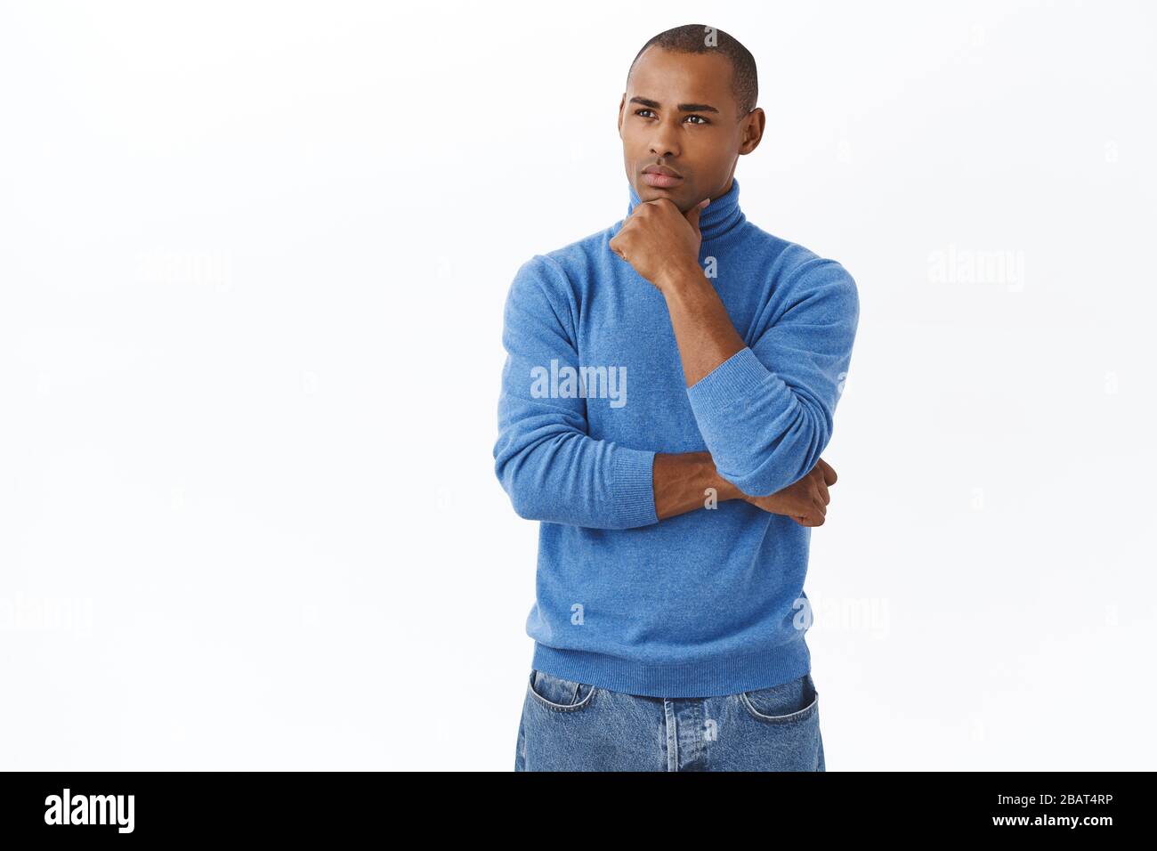 Portrait of serious-looking young smart african american man in blue ...