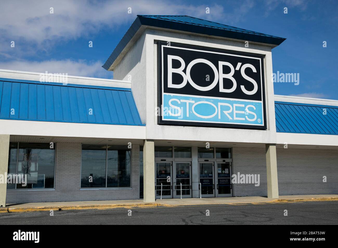 A logo sign outside of a Bob's Stores retail store location in Totowa ...