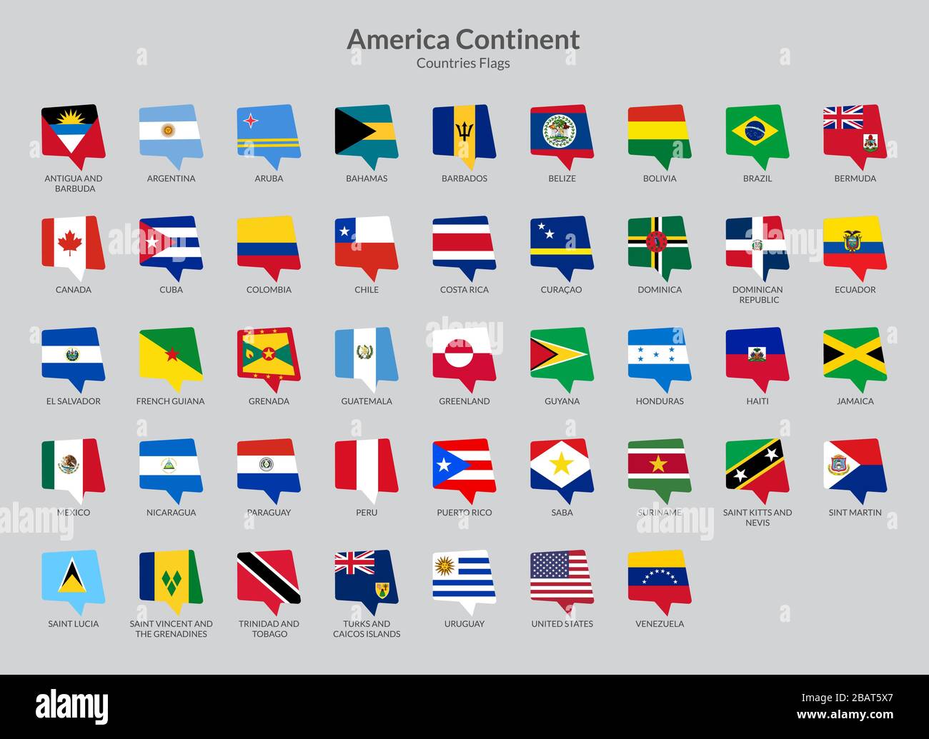 America Continent Countries flag icons collection, Chat flag icons ...