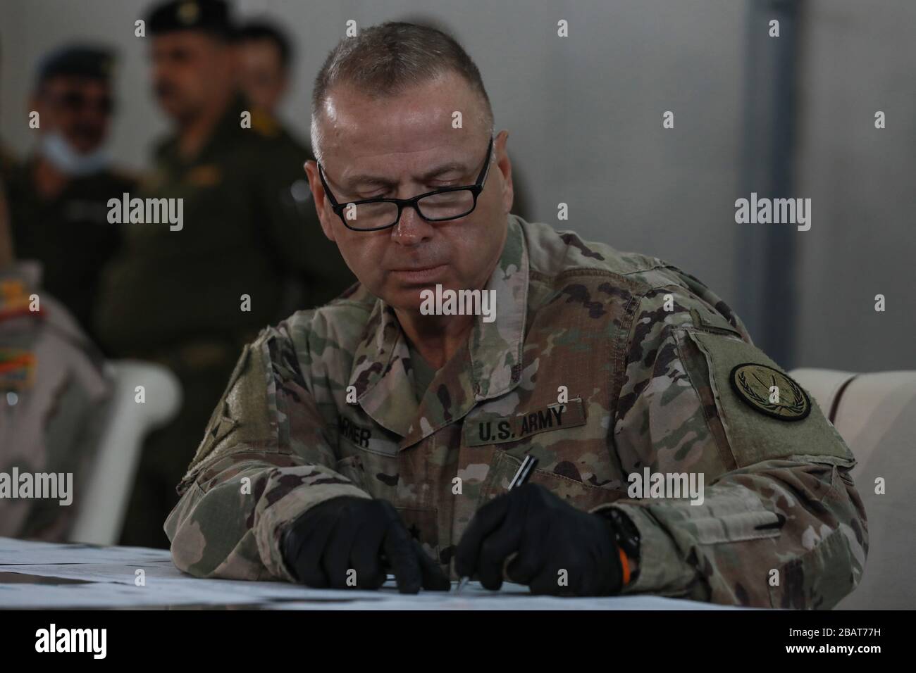 Kirkuk, Iraq. 29th Mar, 2020. US Brigadier General Vincent B. Barker ...