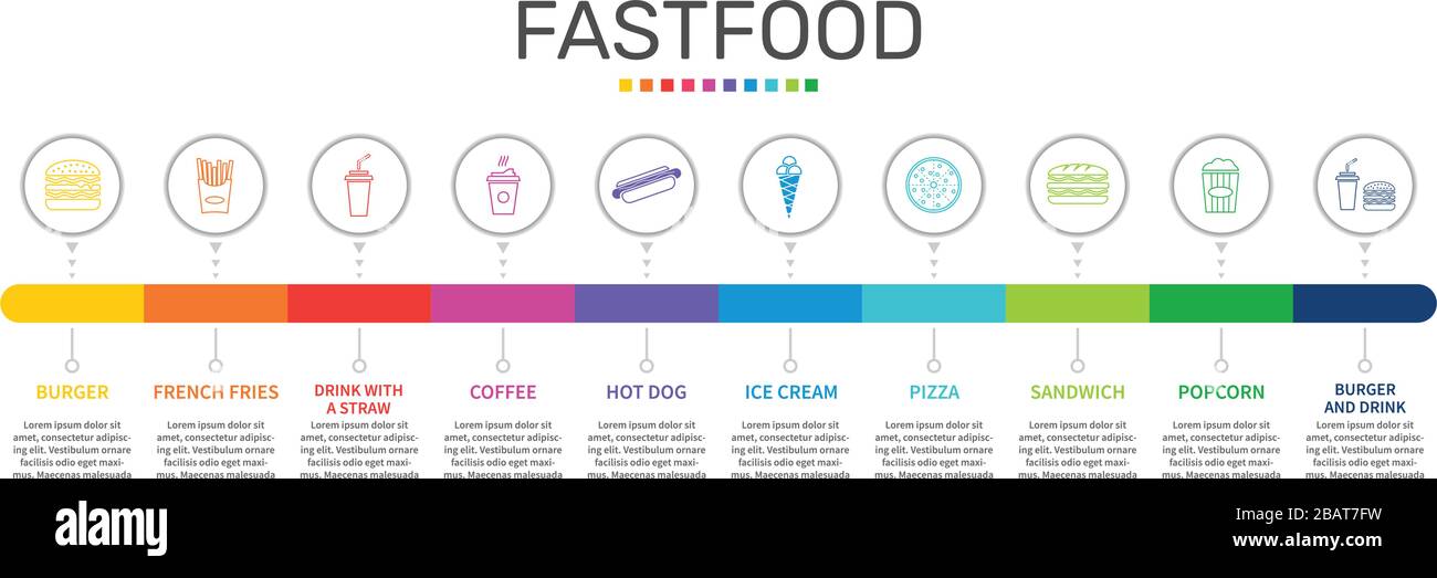 Fastfood Infographics vector design. Timeline concept include burger ...