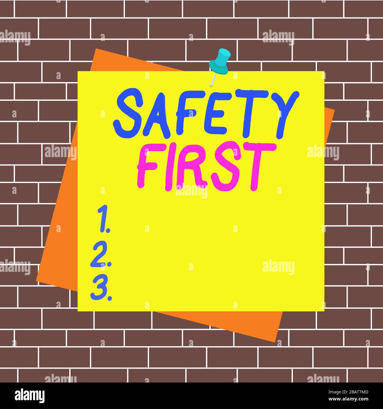 Text sign showing Safety First. Business photo showcasing used to say ...