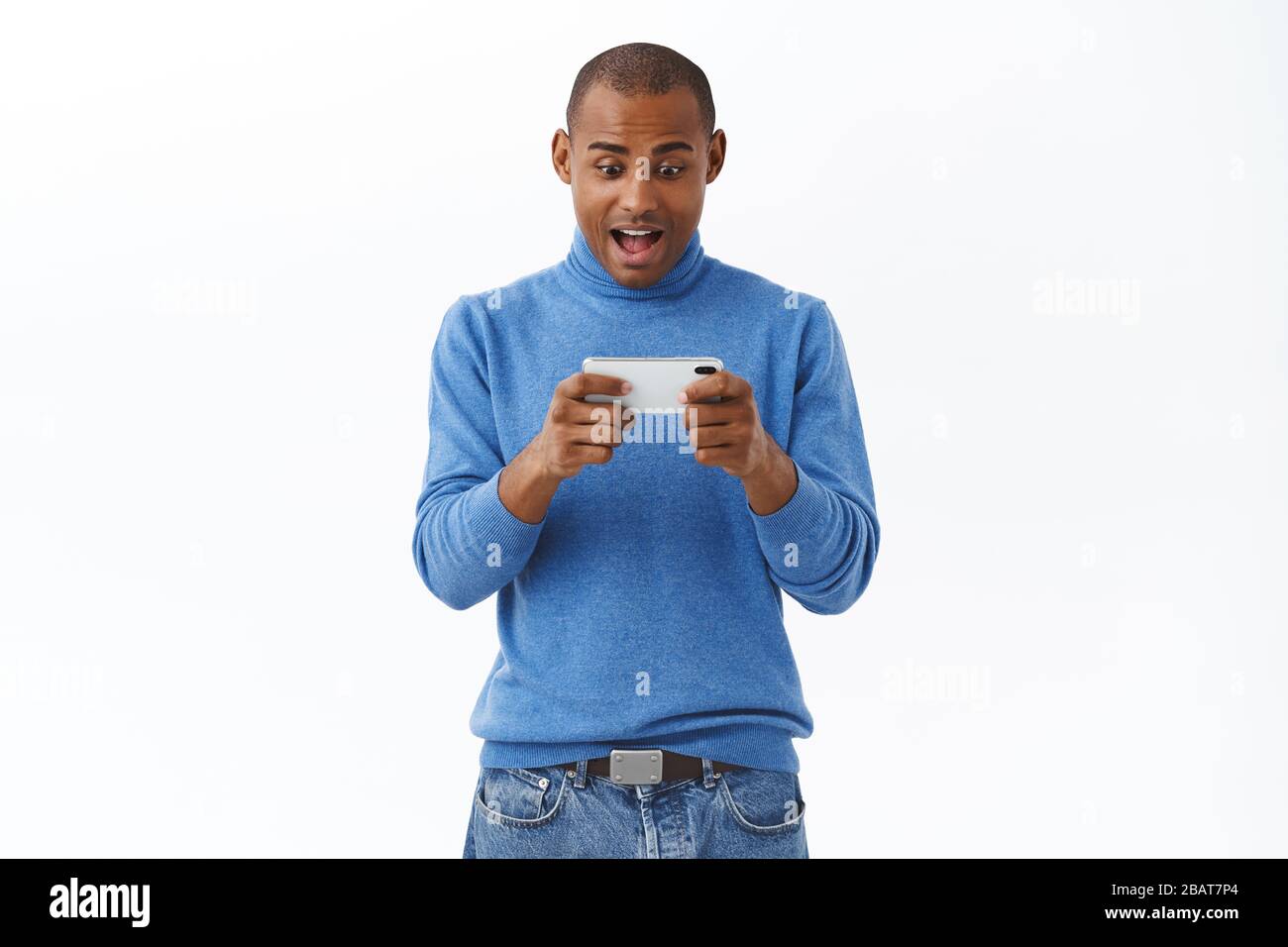 Internet, online lifestyle and people concept. Portrait of excited ...