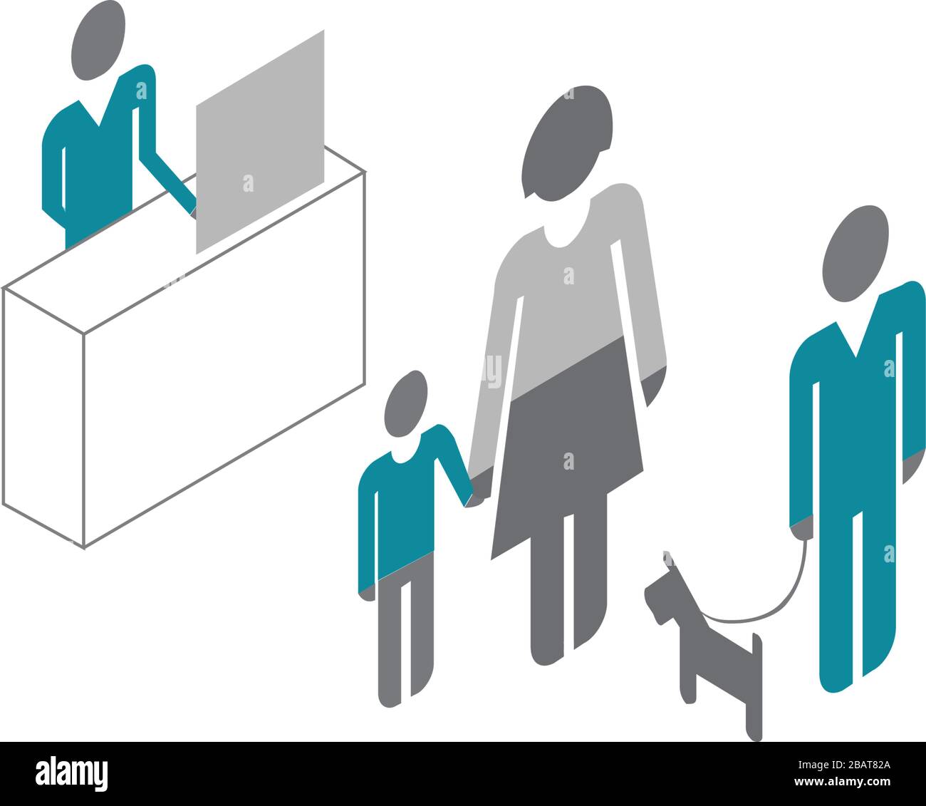 3D vector of bank counter with people around Stock Vector Image & Art ...