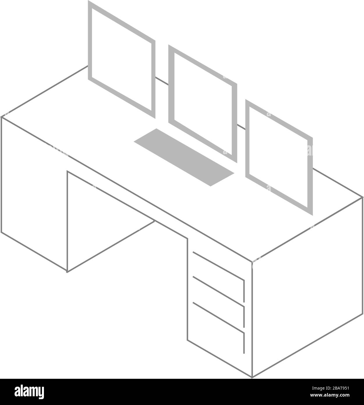 3D vector of a desk with computer screen Stock Vector Image & Art - Alamy