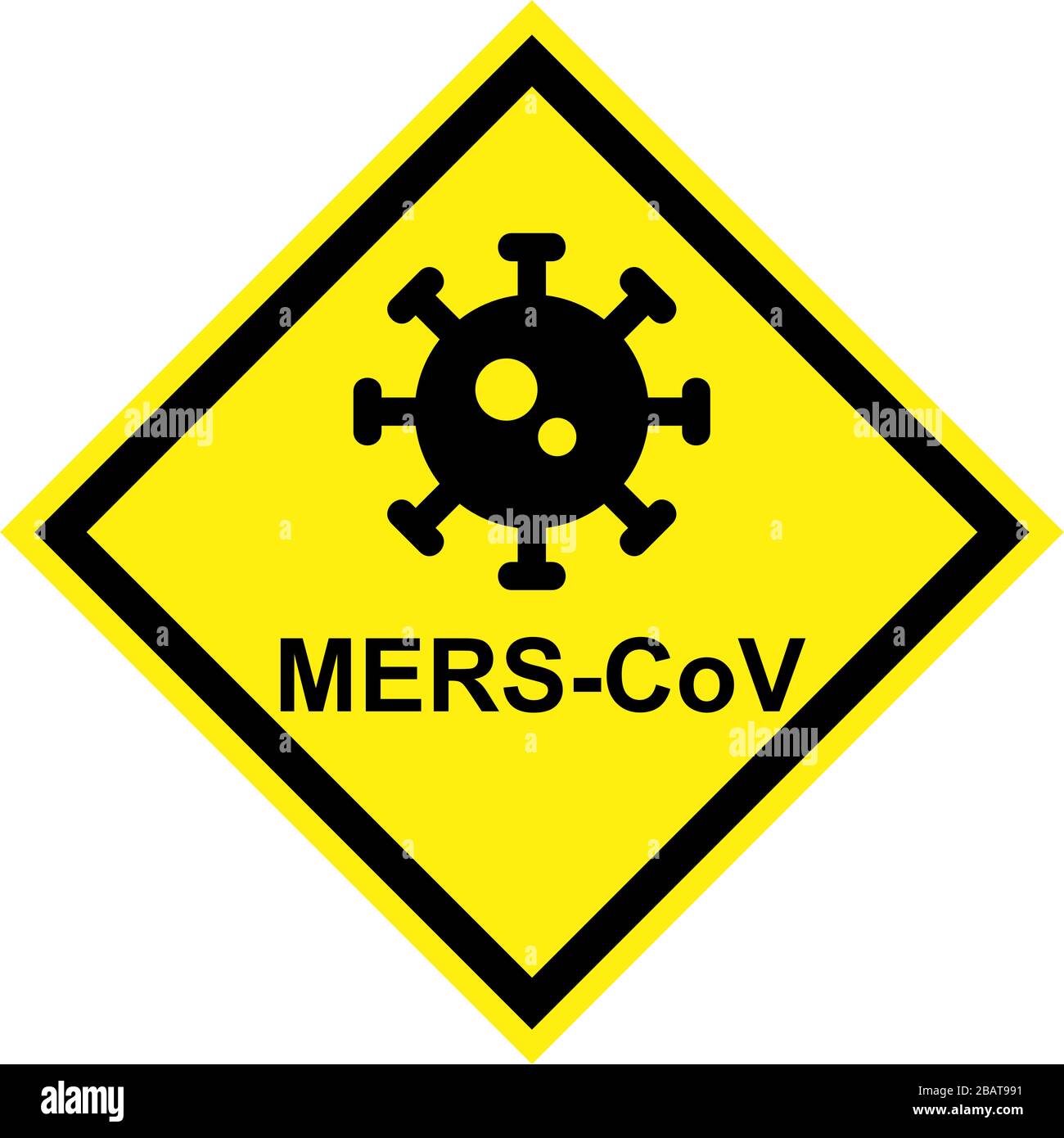 Yellow hazard sign with virus symbol and MERS-CoV text Stock Photo - Alamy